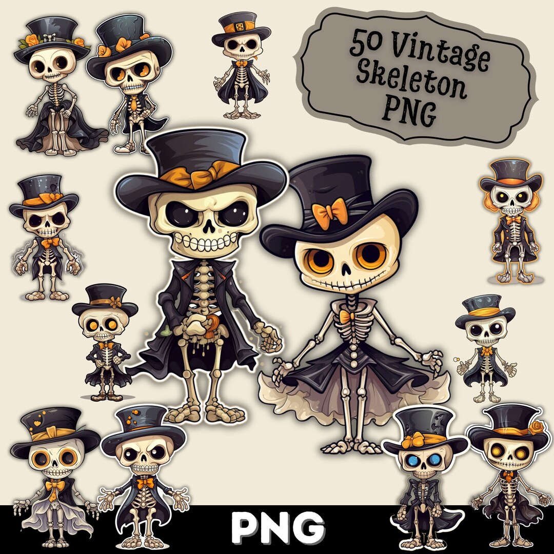 Retro Halloween PNG, Halloween Bundle PNG, Skeleton PNG, Halloween ...