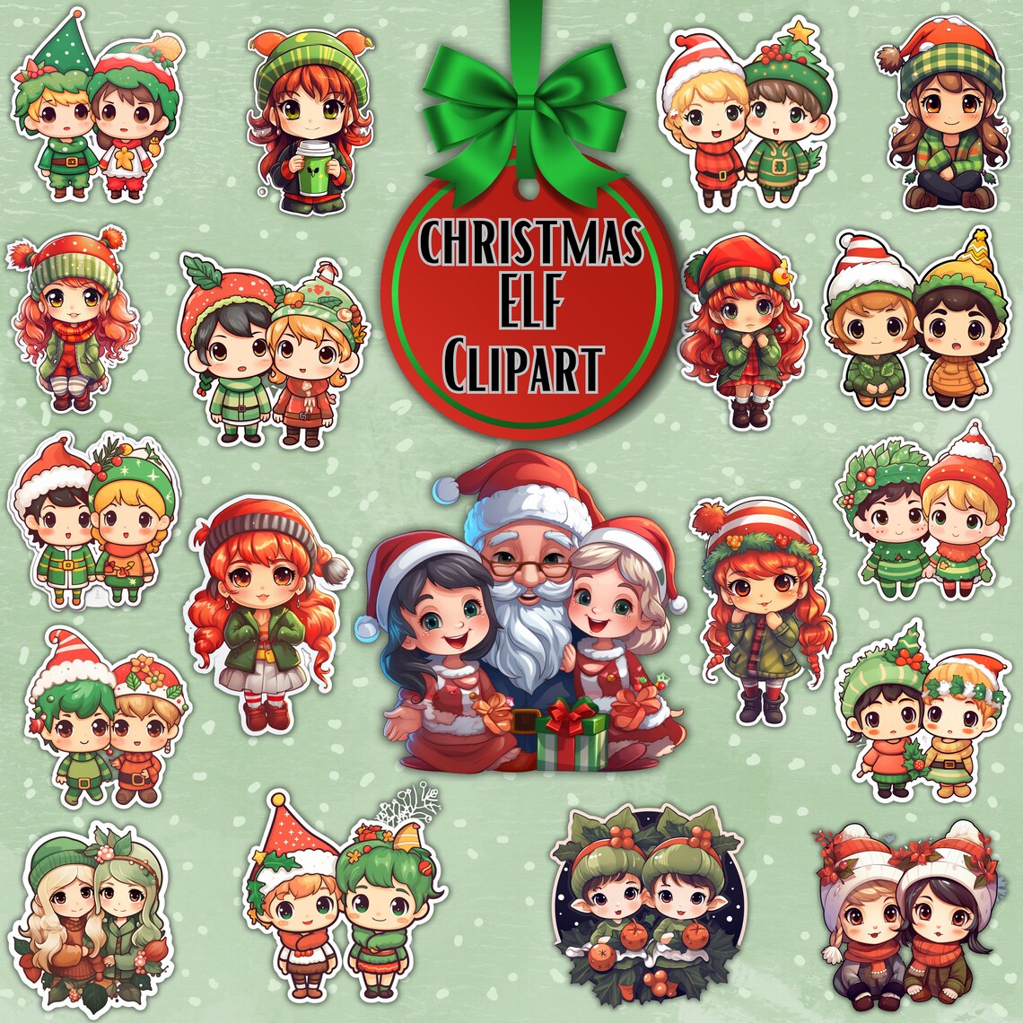 Watercolor Christmas Clipart Santa Elf Christmas Elf Clipart - Etsy