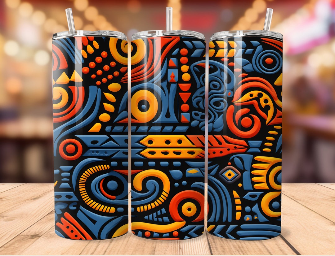 20 Oz Skinny Tumbler Sublimation Design. Seamless Ethnic 3D Pattern ...