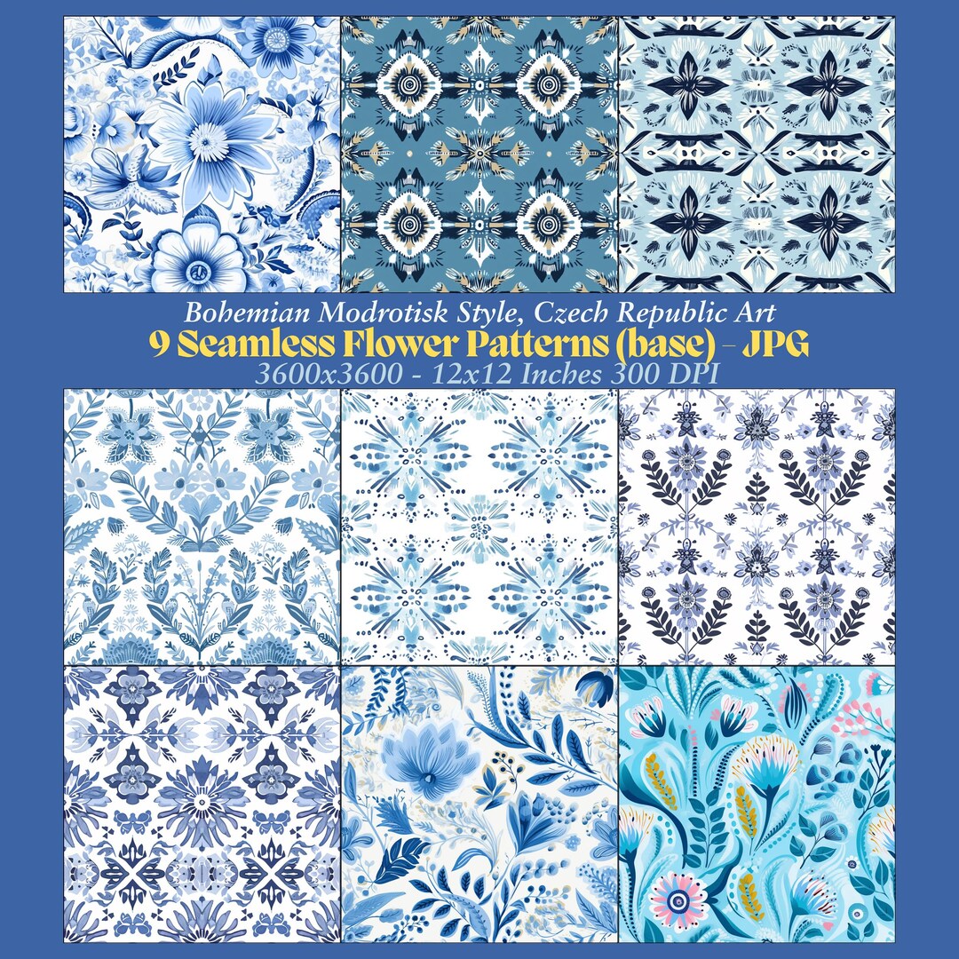 Floral Like Seamless Patterns. Digital Download. Czech Republic Folk ...
