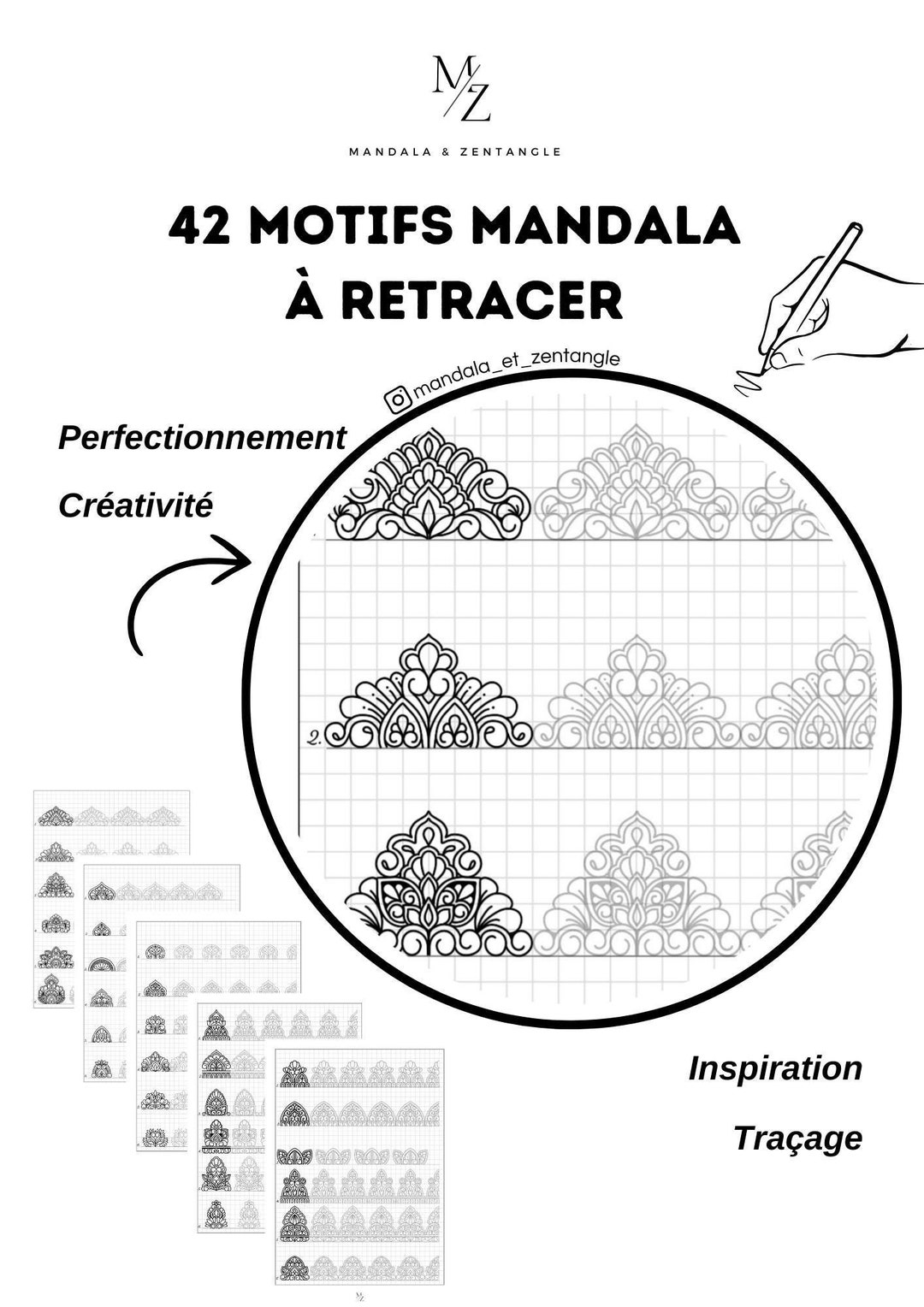 Mandala Drawing Improvement Exercise Sheets: 42 Mandala Patterns to ...