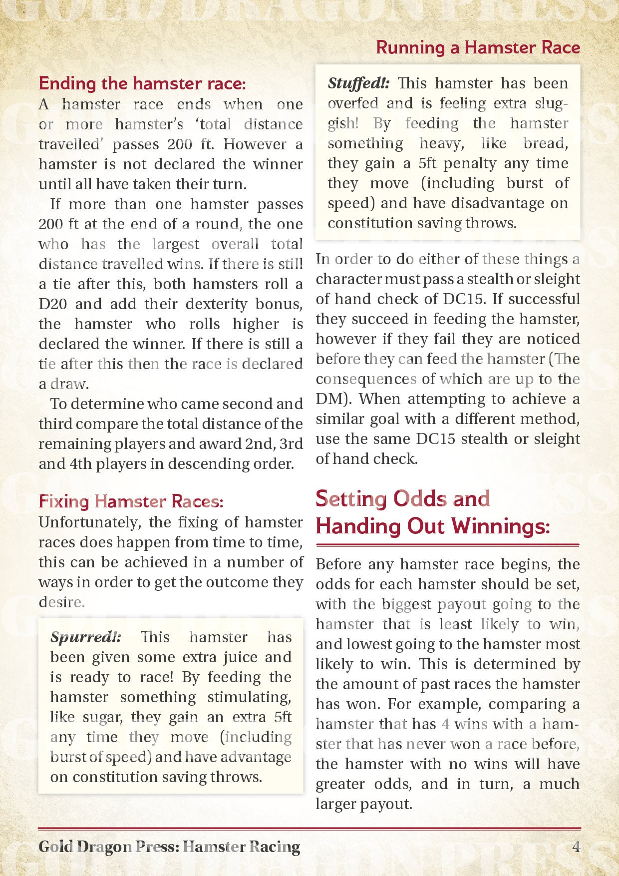 HAMSTER RACING | Dnd 5e Module | Tavern Games | Digital Download | Gold ...