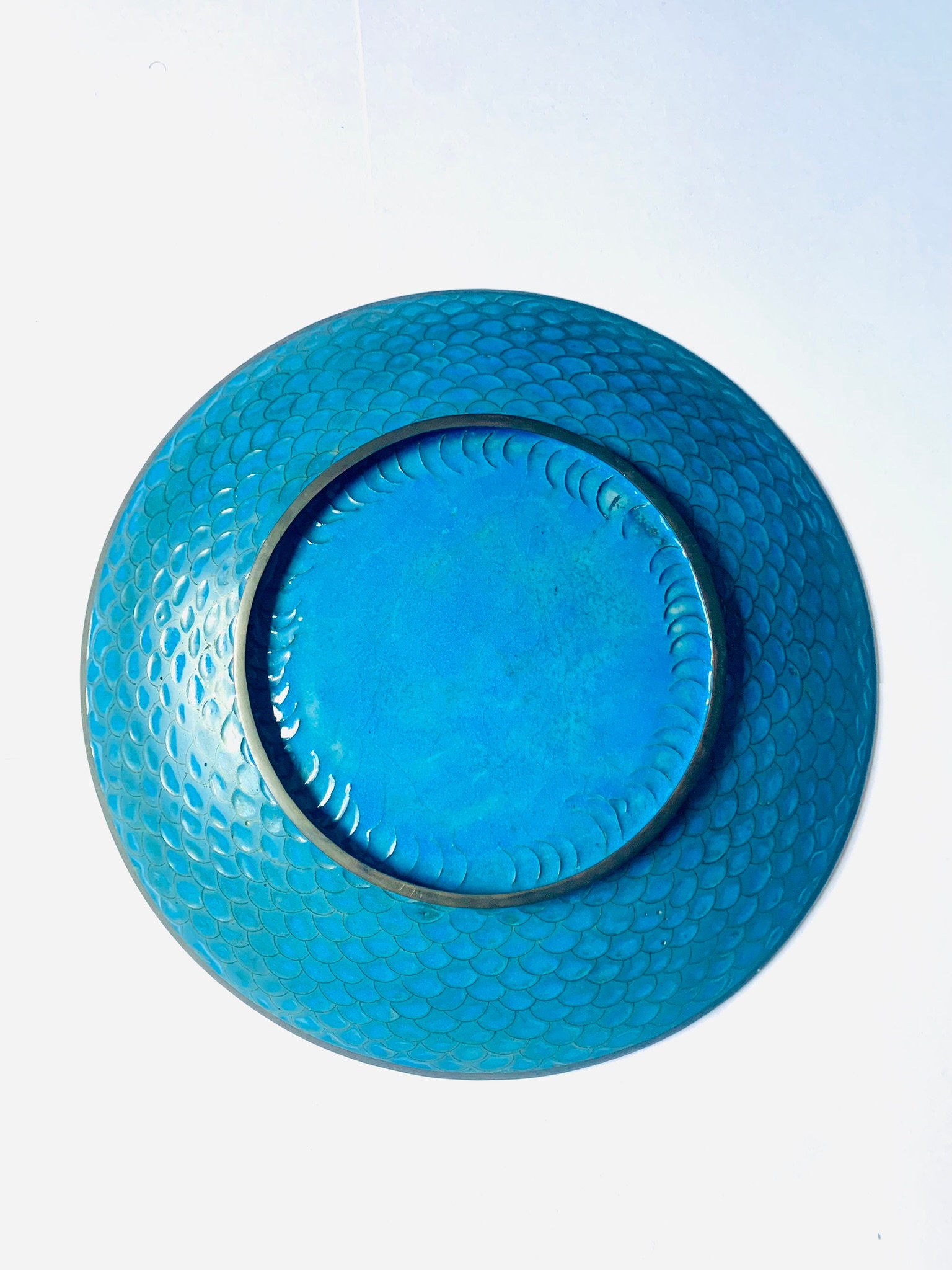 A Pair of Antique Meiji Period Japanese Cloisonne Cyan Display Plates ...