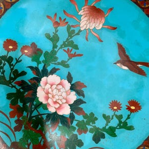 A Pair of Antique Meiji Period Japanese Cloisonne Cyan Display Plates ...