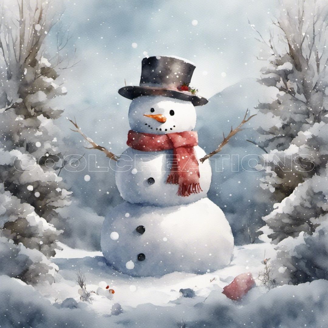 Cute Snowman Art, 8 High Quality Jpgs, Winter DIY, Crafts, Scrapbook ...