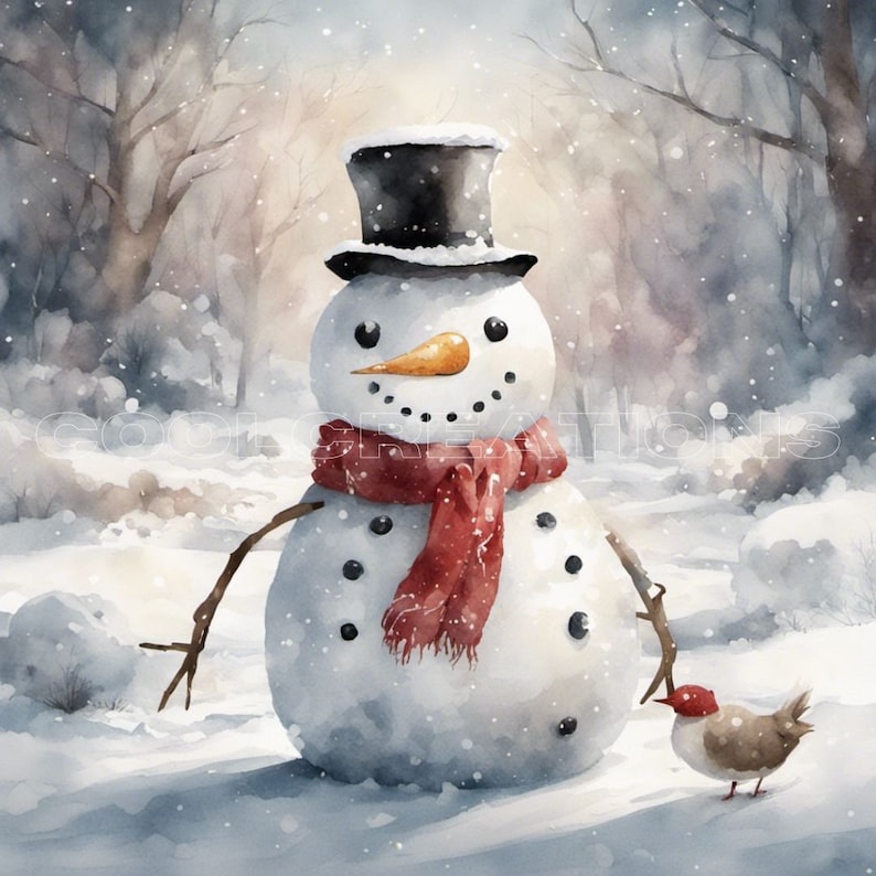 Cute Snowman Art, 8 High Quality Jpgs, Winter DIY, Crafts, Scrapbook ...