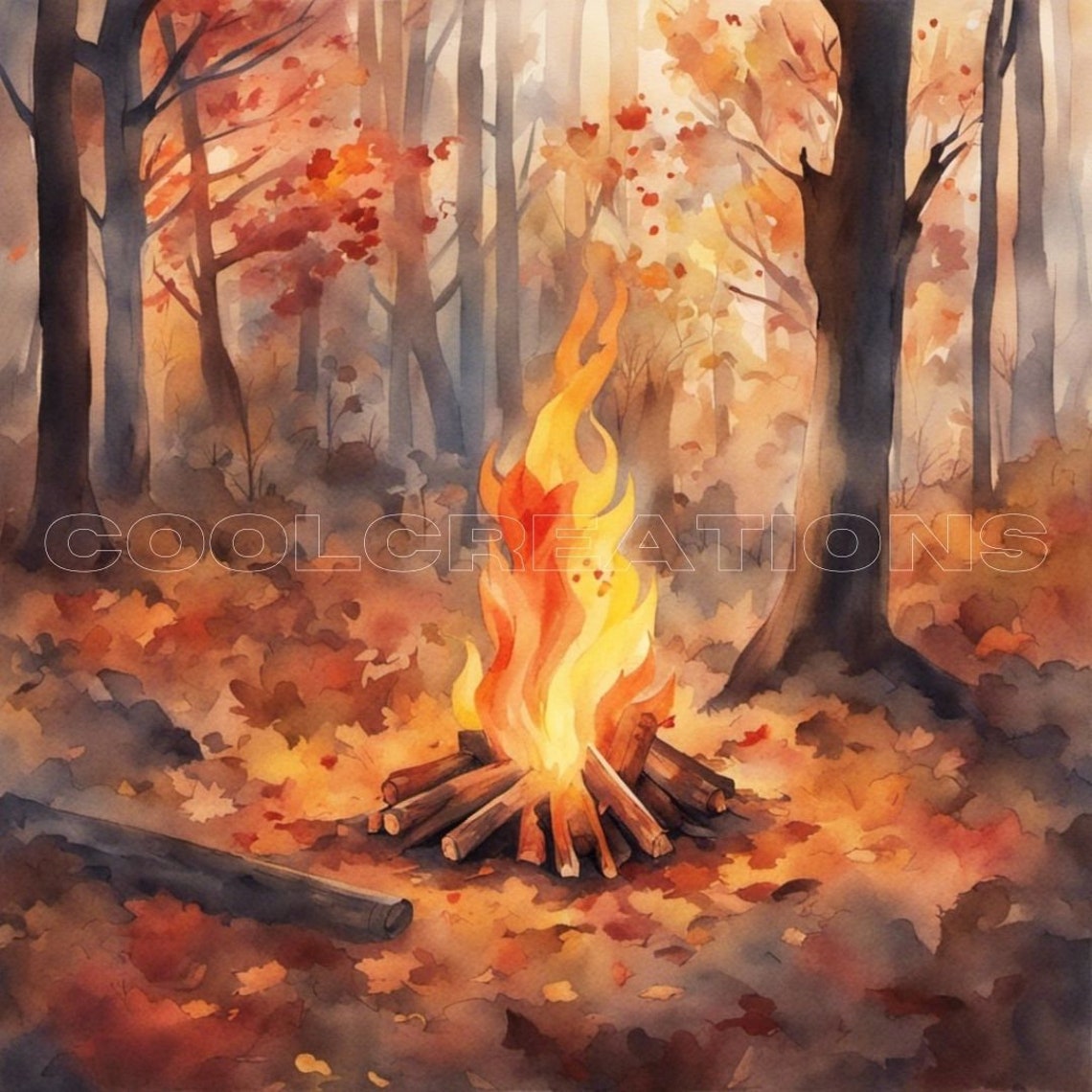 Autumn Bonfire Clipart 8 High Quality Jpgs Halloween DIY - Etsy