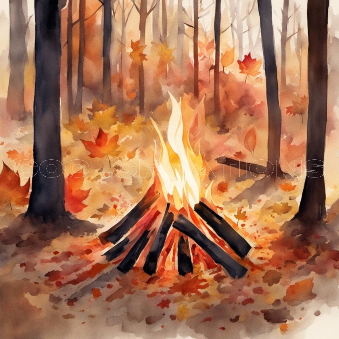 Autumn Bonfire Clipart 8 High Quality Jpgs Halloween DIY - Etsy