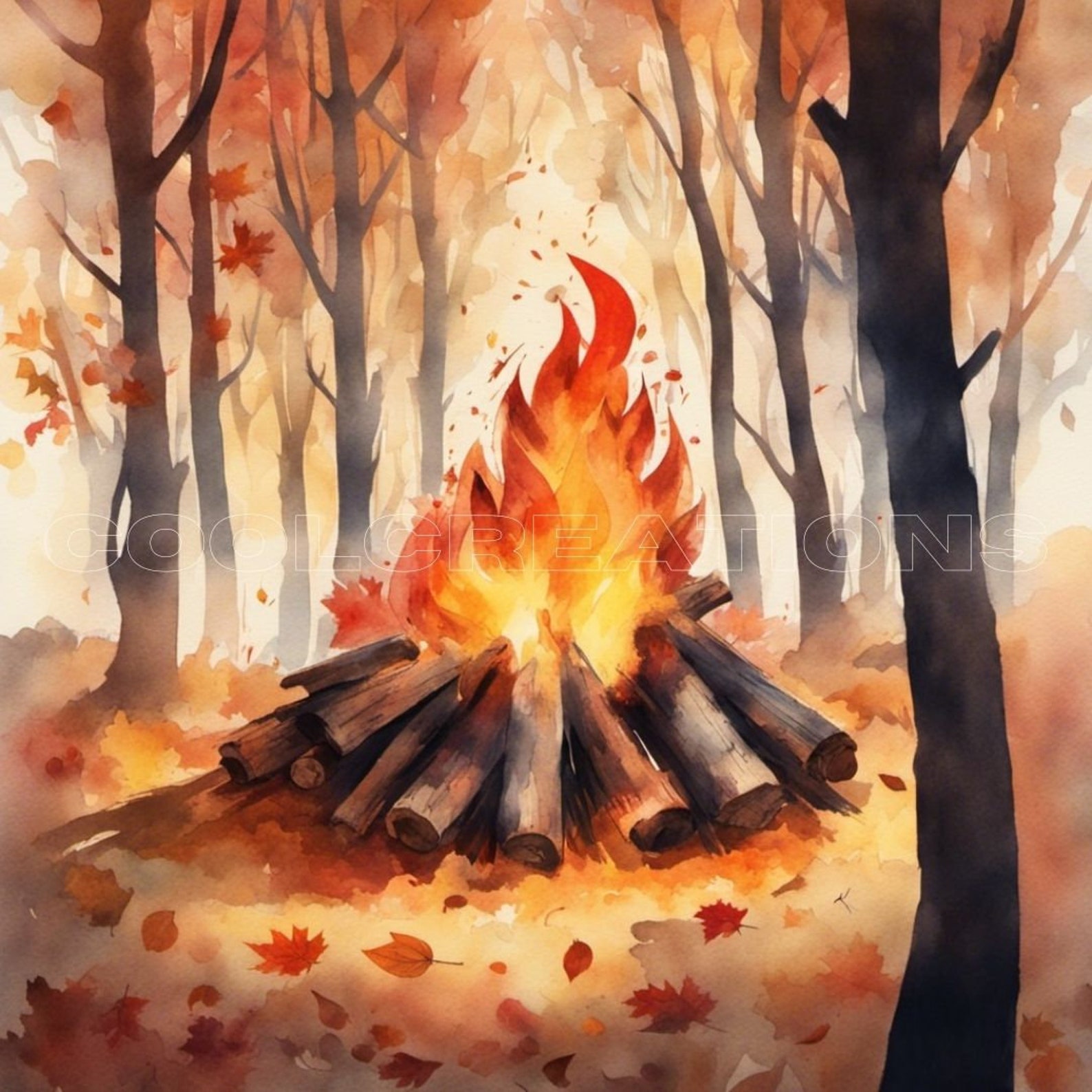 Autumn Bonfire Clipart 8 High Quality Jpgs Halloween DIY - Etsy