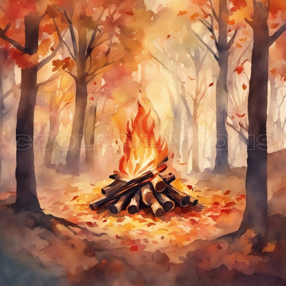 Autumn Bonfire Clipart 8 High Quality Jpgs Halloween DIY - Etsy