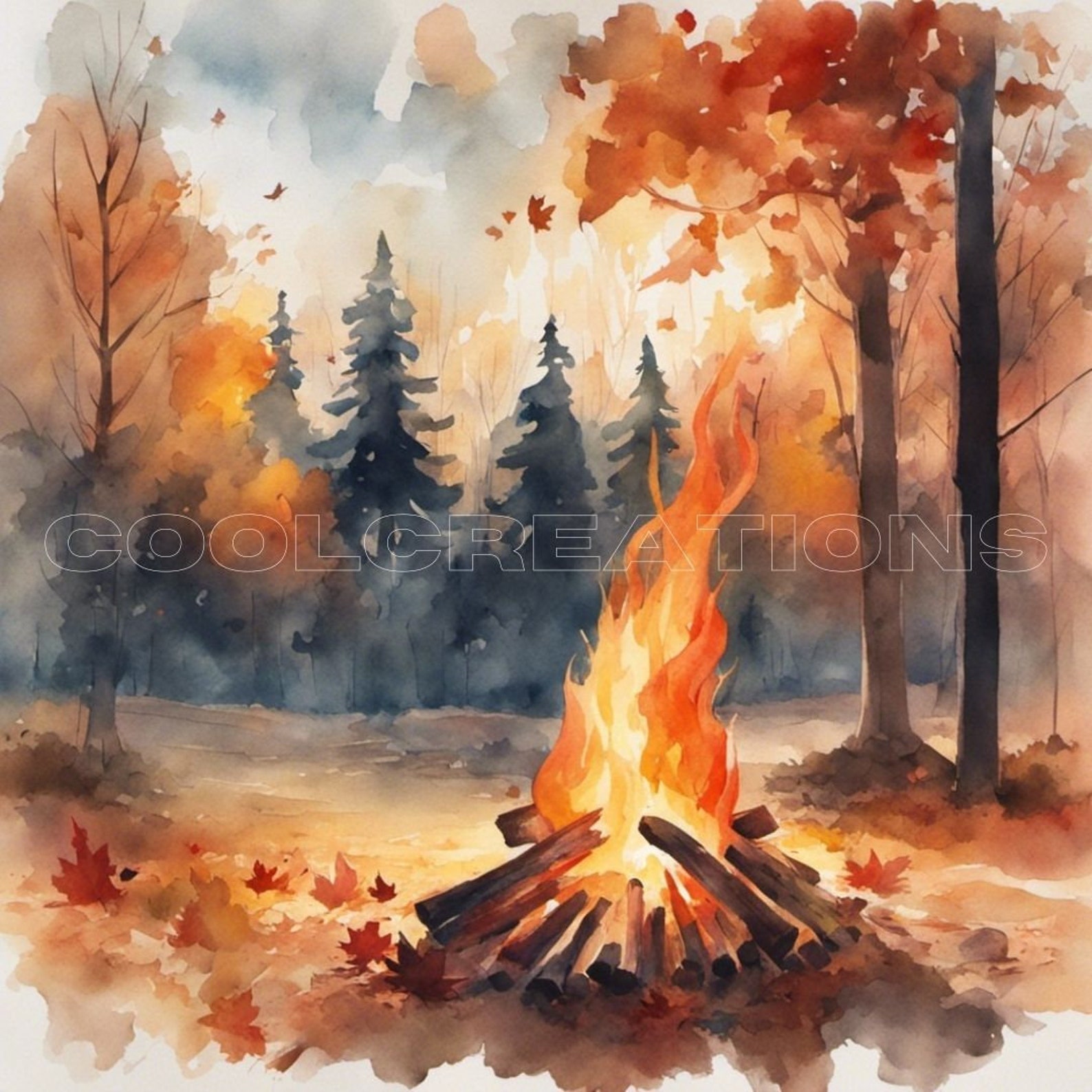 Autumn Bonfire Clipart 8 High Quality Jpgs Halloween DIY - Etsy