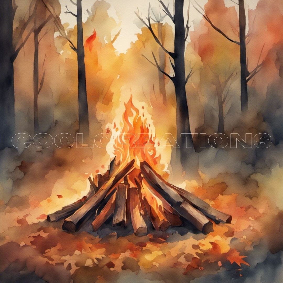 Autumn Bonfire Clipart 8 High Quality Jpgs Halloween DIY - Etsy