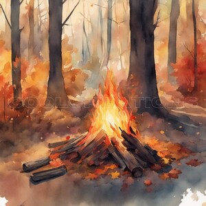Autumn Bonfire Clipart 8 High Quality Jpgs Halloween DIY - Etsy