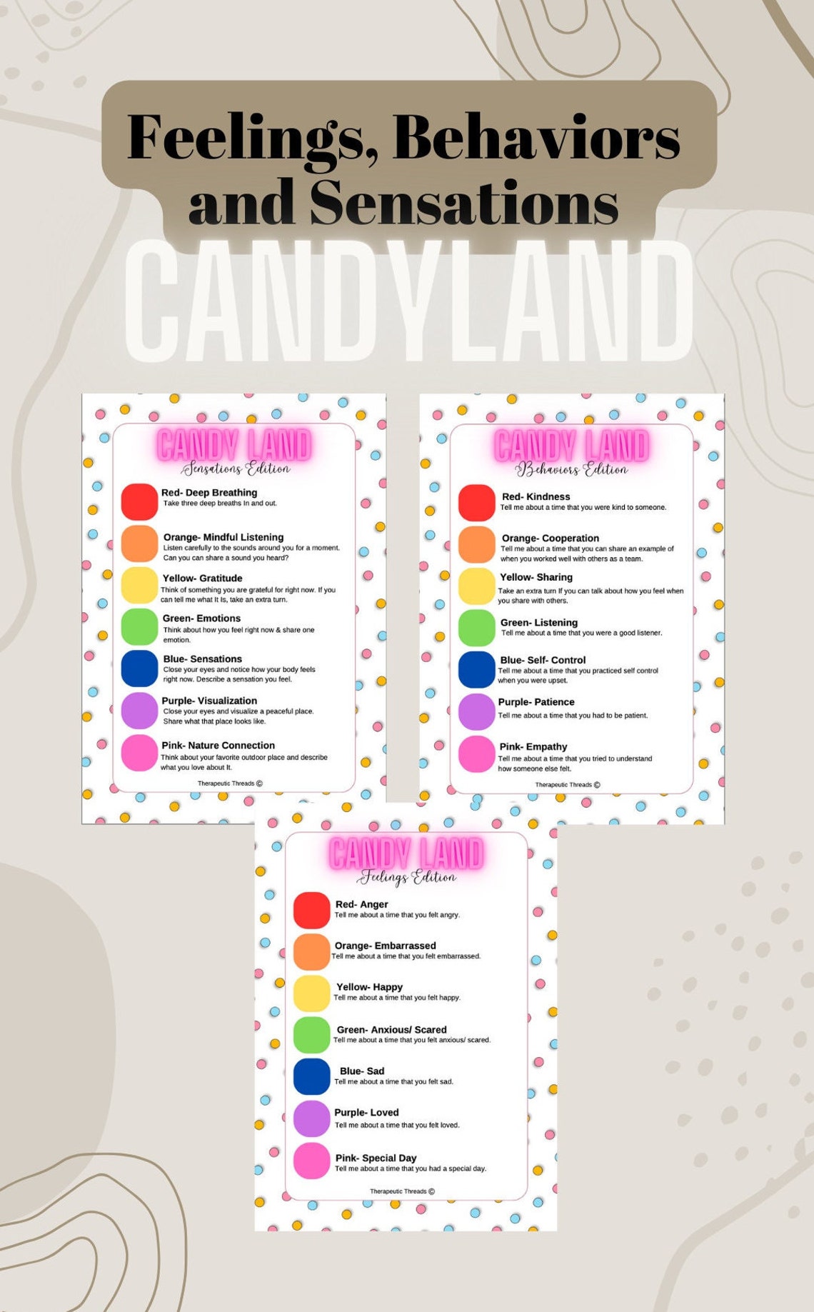 Feelings, Behaviors, and Sensations Candy Land - Etsy