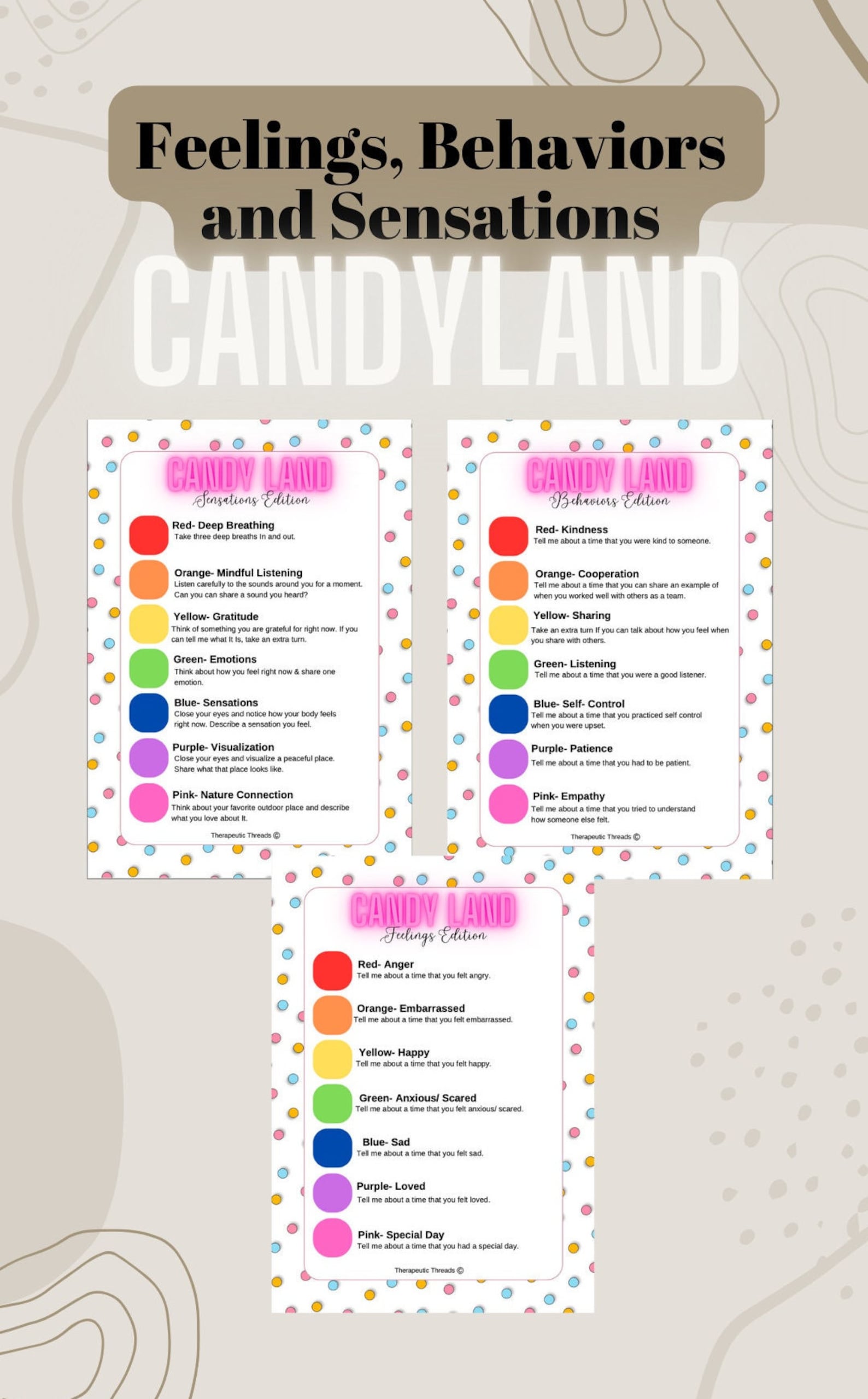 Feelings, Behaviors, and Sensations Candy Land - Etsy