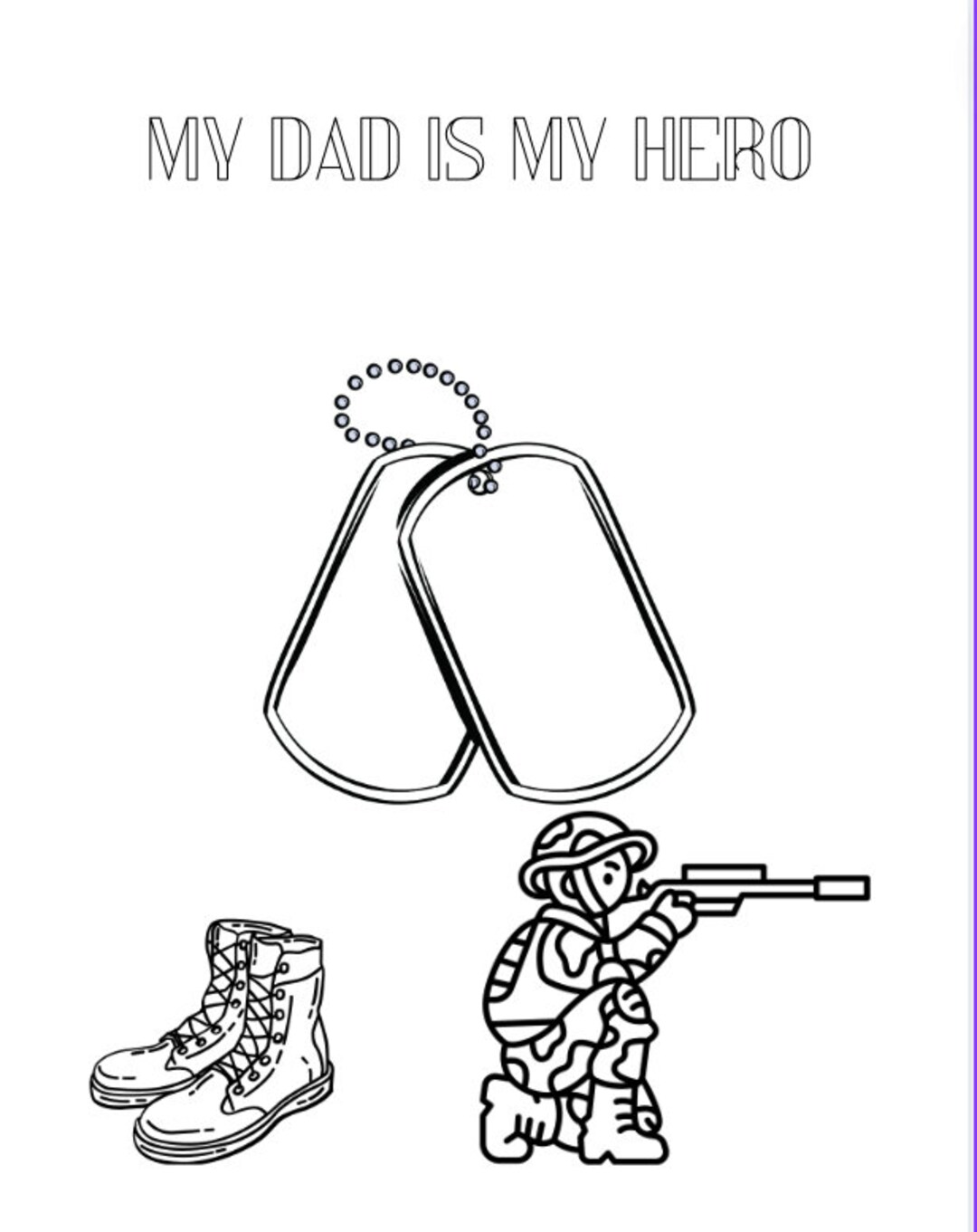 My Dad is My Hero Color Sheet - Etsy