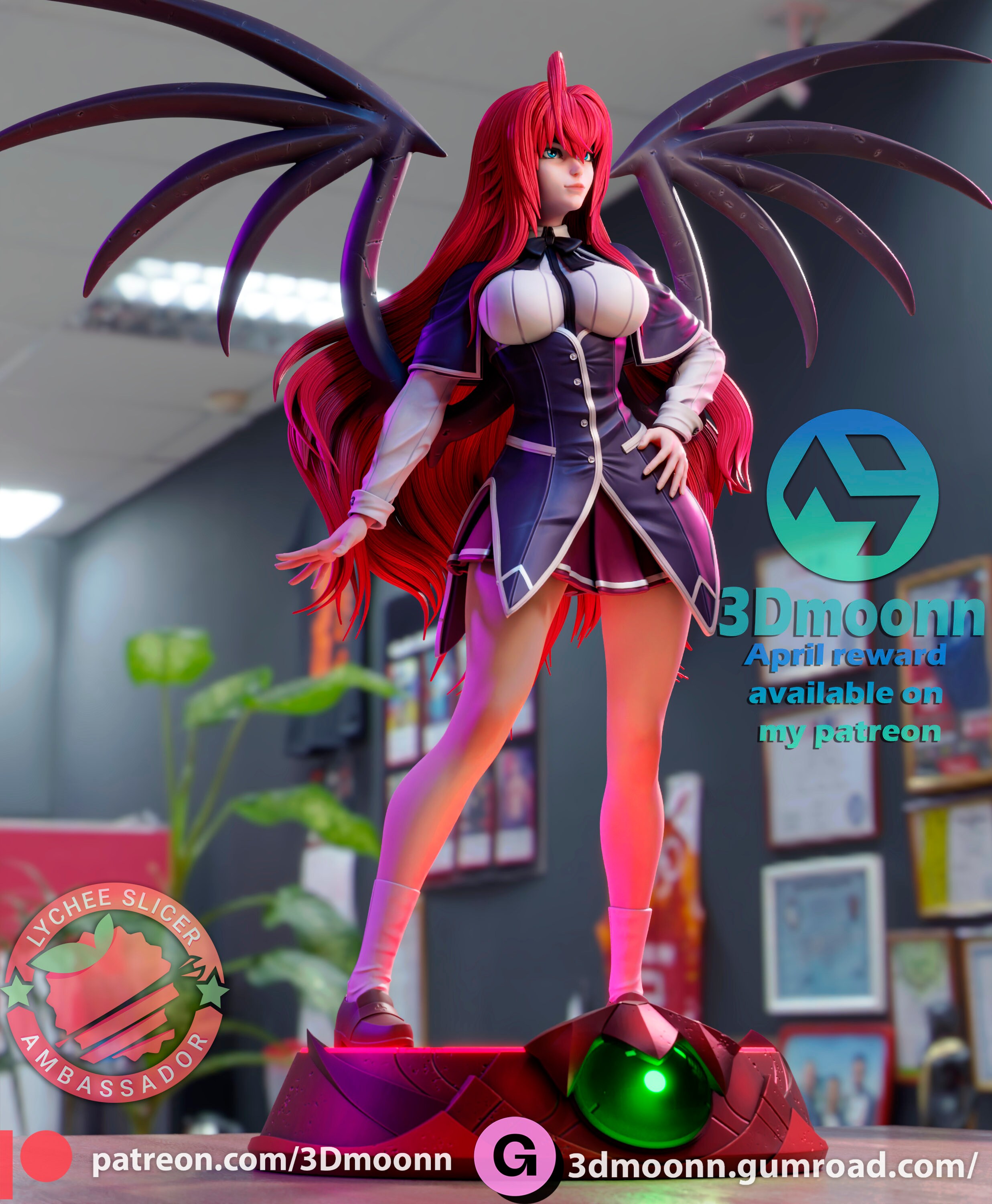 High School Dxd Rias Gremory 3d Printed Statue Figure Kit - Etsy
