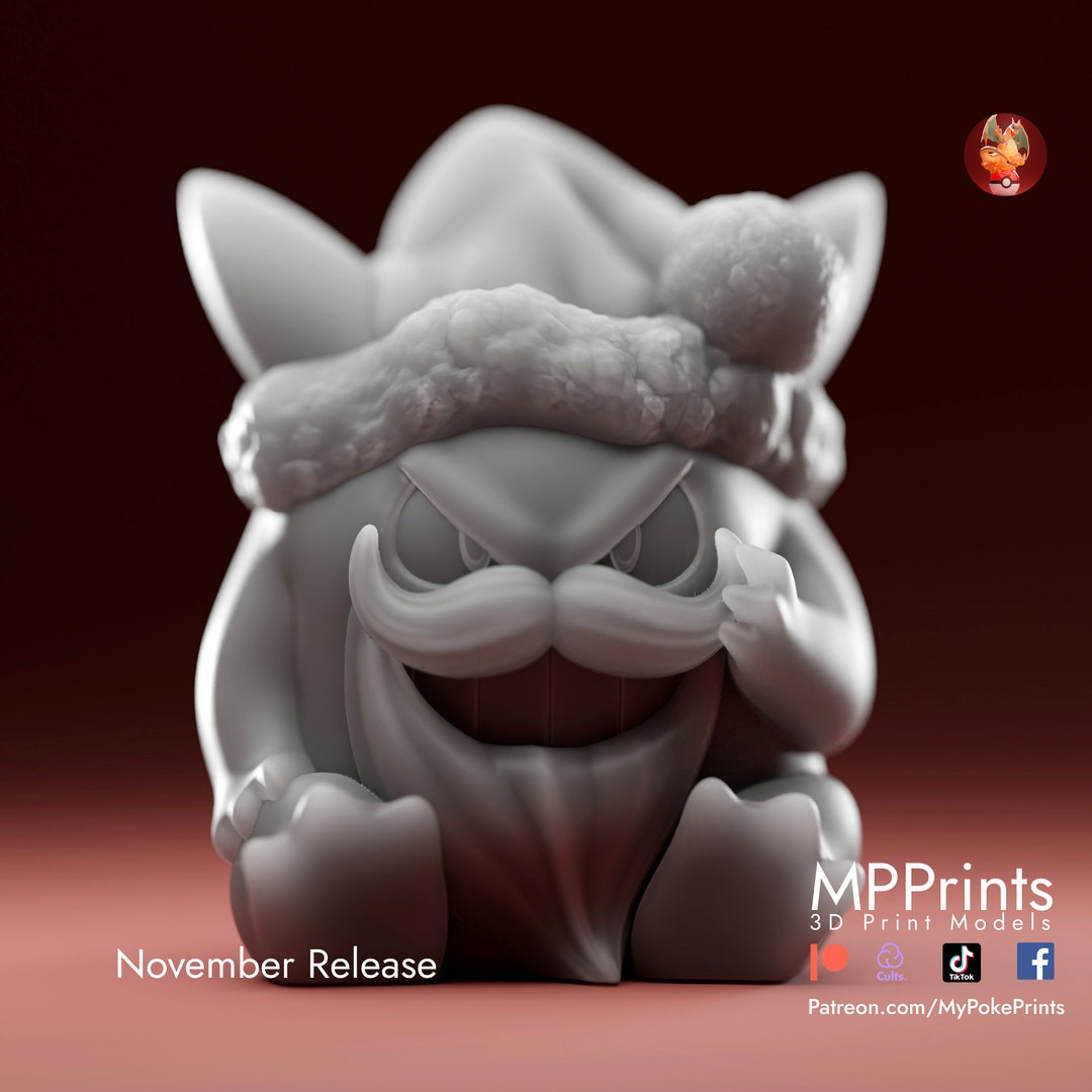 Christmas Gengar Santa Pokemon 3D Printed Resin Statue - Etsy