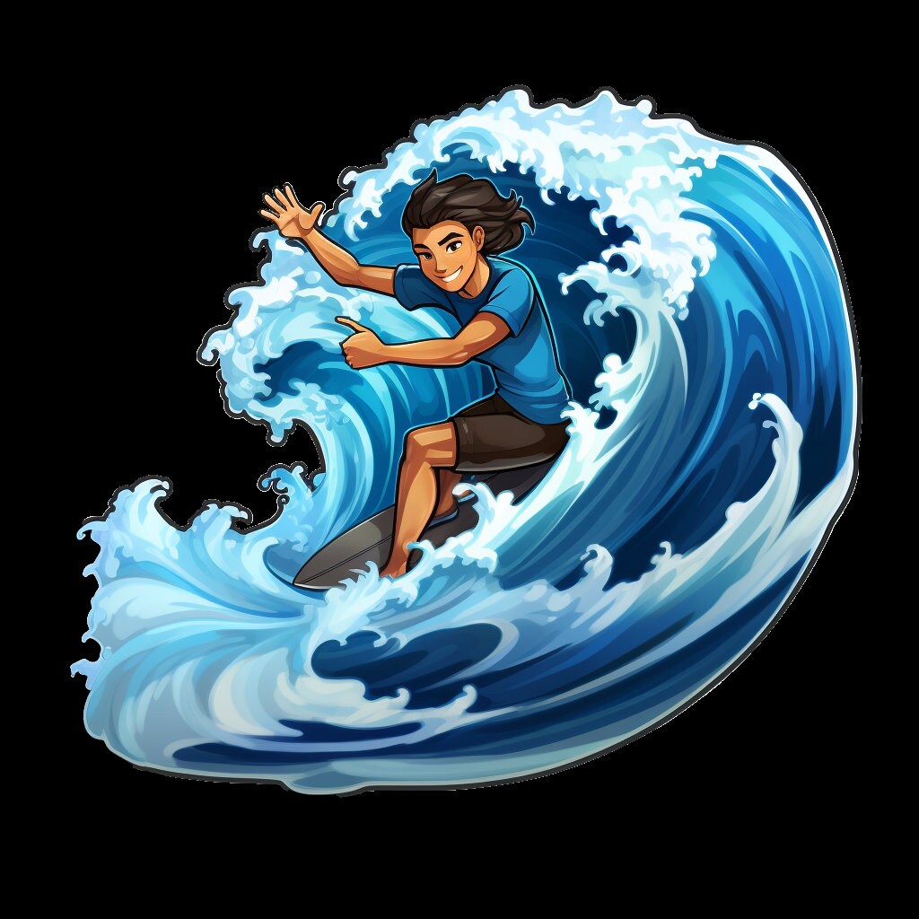 Ocean Wave Emoji / Sticker Art - Etsy