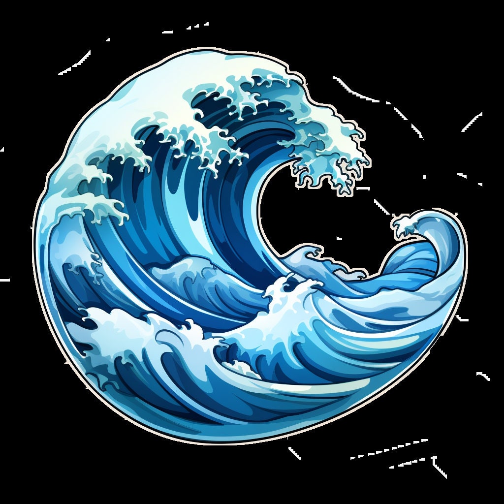 Ocean Wave Emoji / Sticker Art - Etsy