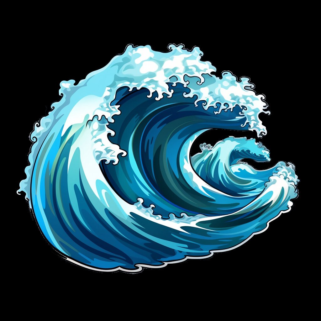 Ocean Wave Emoji / Sticker Art - Etsy