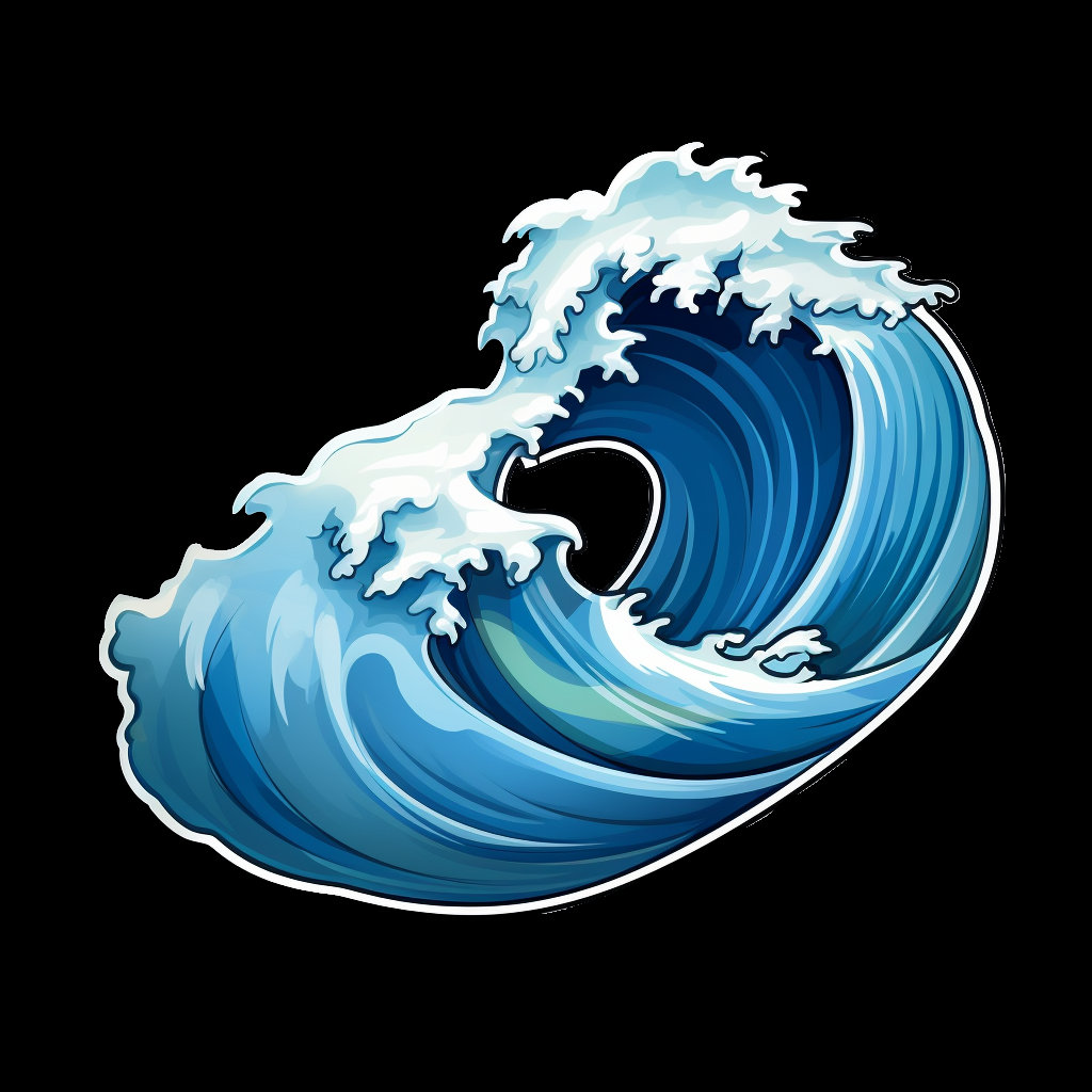 Ocean Wave Emoji / Sticker Art - Etsy