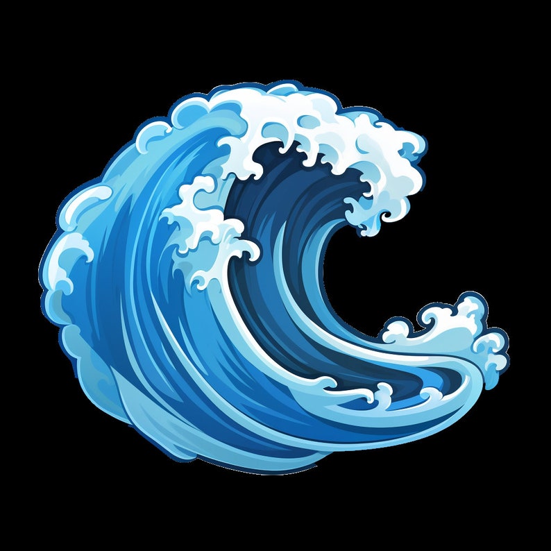 Ocean Wave Emoji / Sticker Art - Etsy