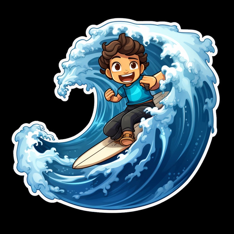 Ocean Wave Emoji / Sticker Art - Etsy