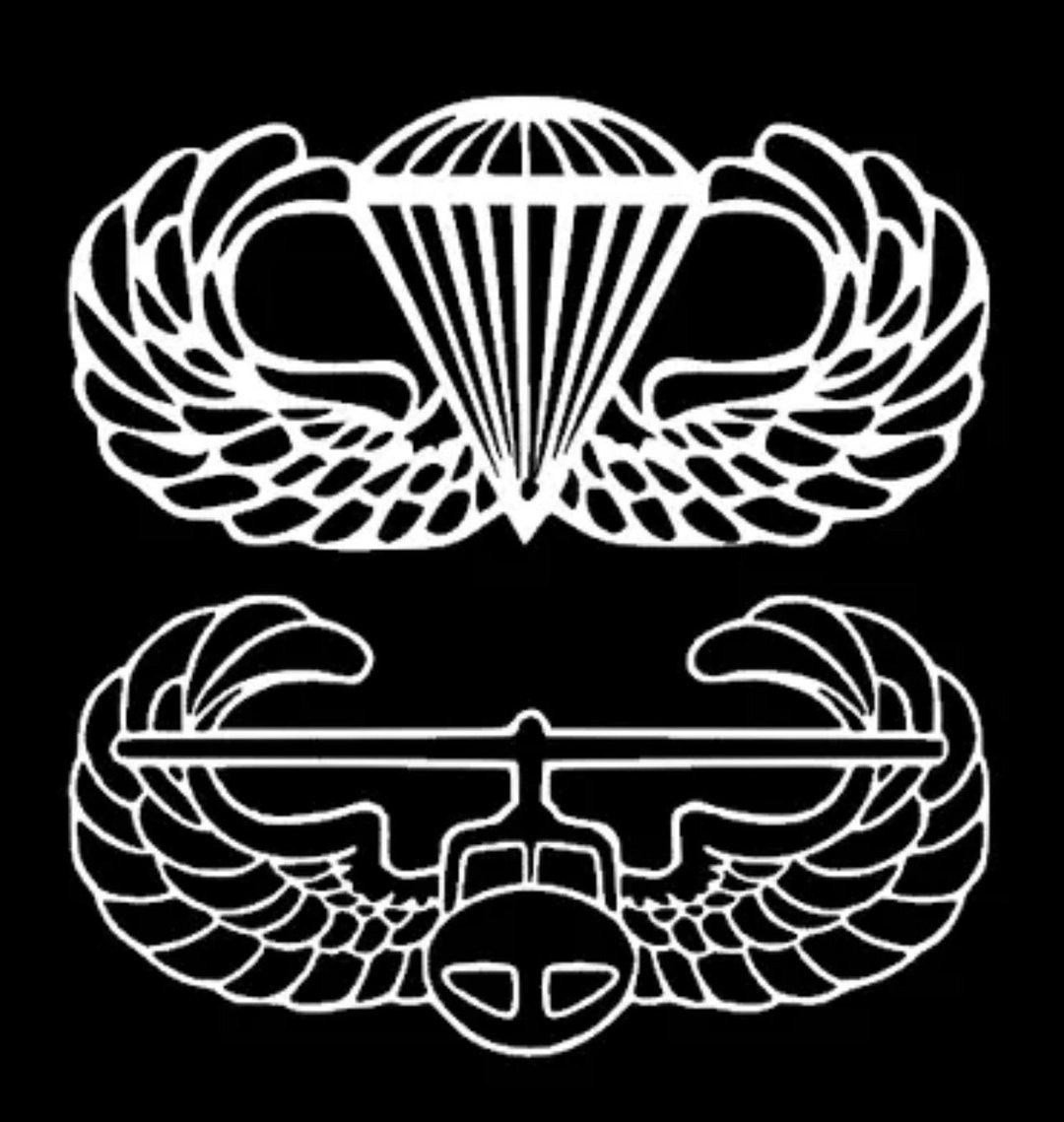 AIRBORNE Jump and AIR ASSAULT Wings Stack Window Sticker Decal - White ...