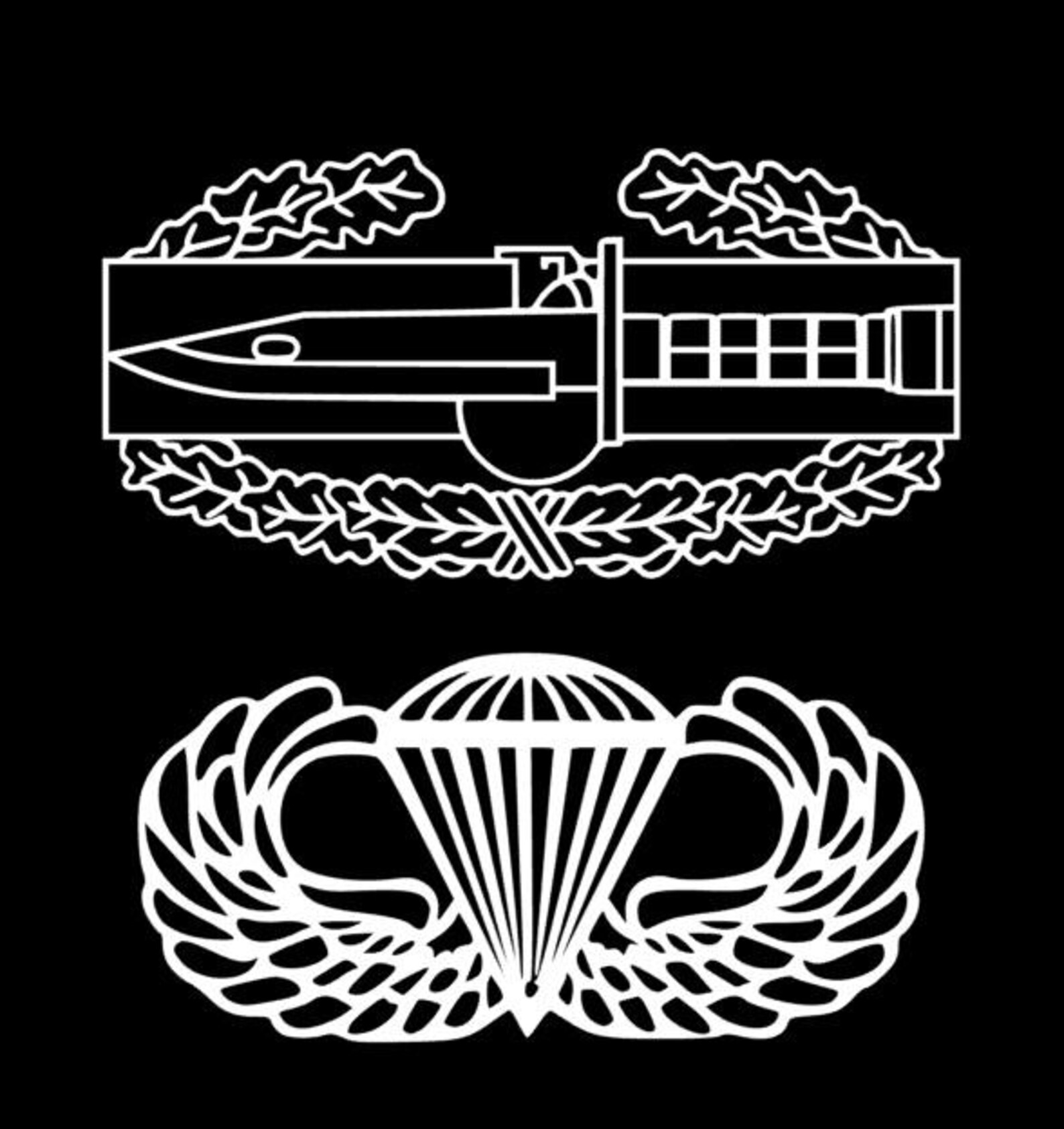 Combat Action Badge and Airborne Wings Stack Window Sticker Decal ...