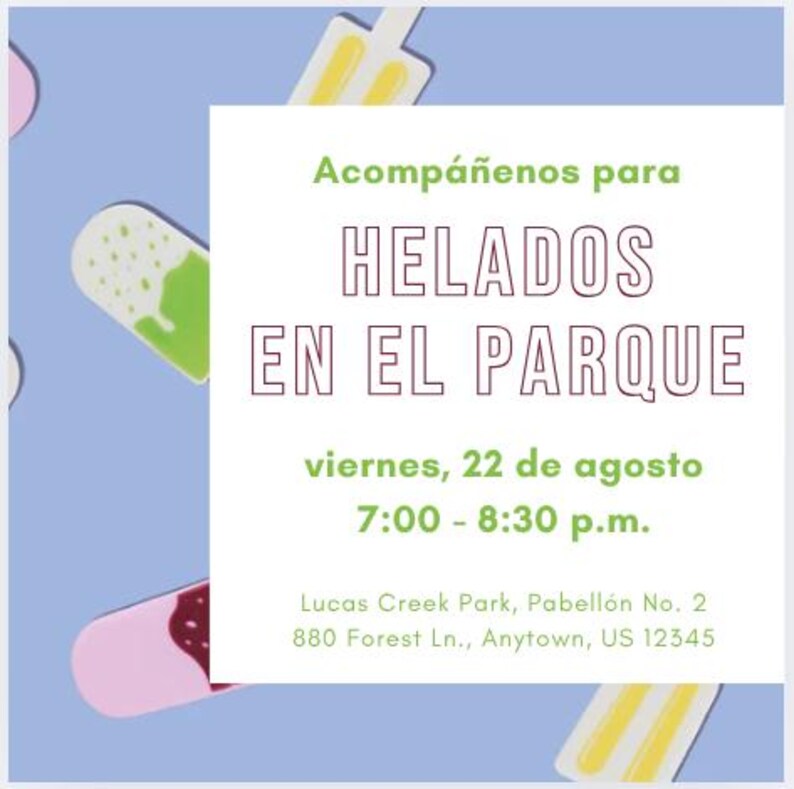 Simple Fun Event Invite - Ice Cream Theme - Bilingual English Spanish ...