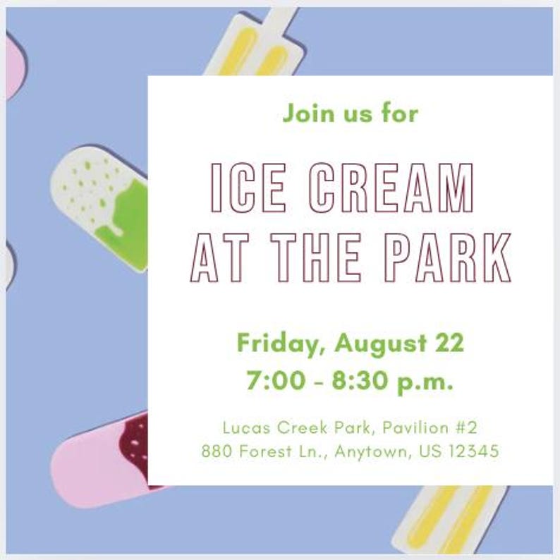 Simple Fun Event Invite - Ice Cream Theme - Bilingual English Spanish ...