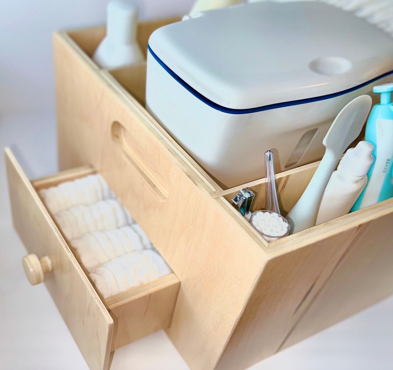 Large Wooden Diaper Caddy and Nursery Storage Organizer -changing Table ...