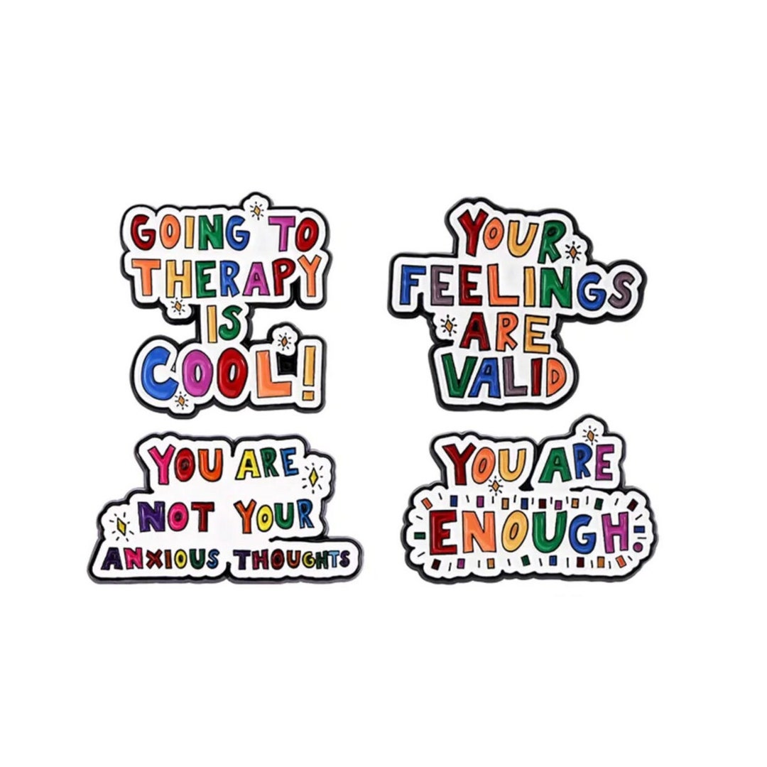 Mental Health Awareness Pins Set of 4 Inspirational Enamel Therapy Pins ...
