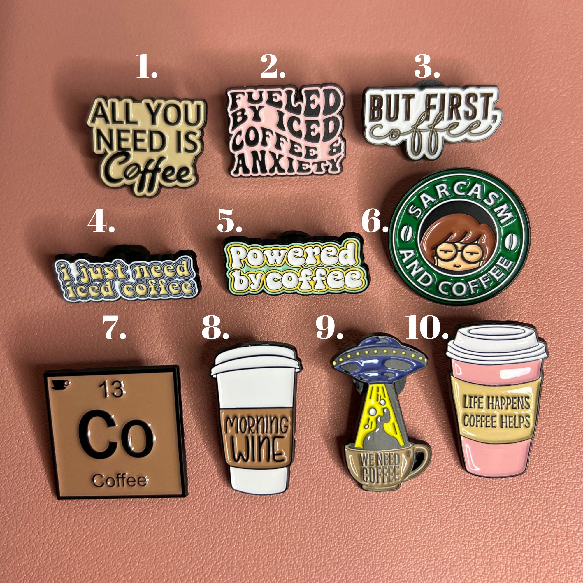 Coffee Lover's Enamel Pins Set: Caffeine Addict Accessories - Etsy