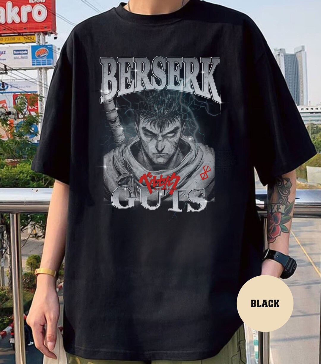 Gatsu ベルセルク Vintage Style Oversized Bootleg Rap Tee Anima Manga Shirt ...
