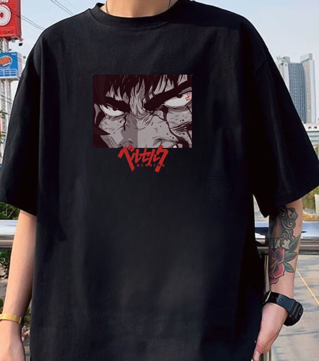 Gatsu ベルセルク Retro Style Oversized Bootleg Rap Tee Anima Manga Shirt ...