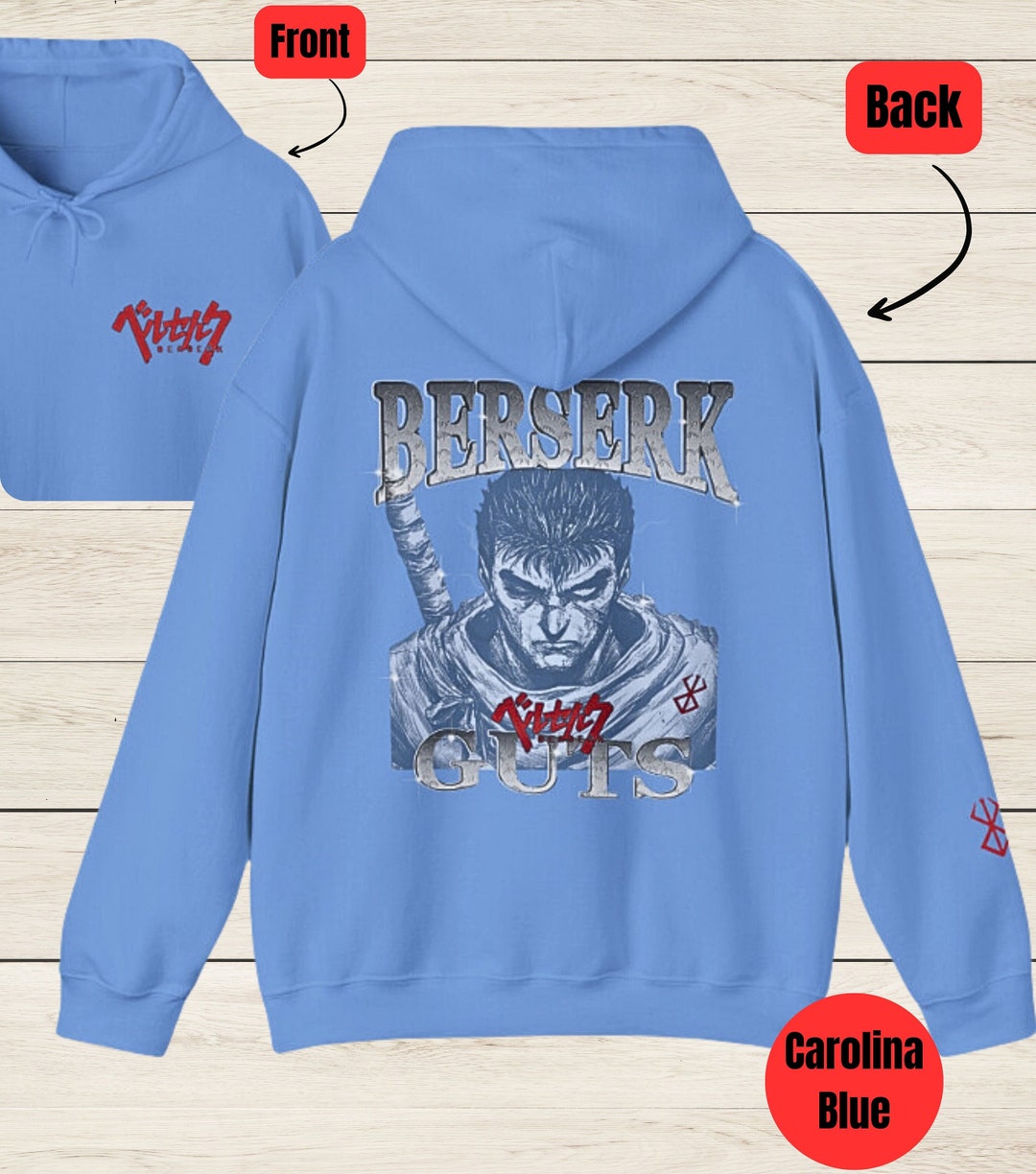 Gatsu ベルセルク Vintage Oversized Bootleg Rap Hoodie, Manga Sweatshirt ...