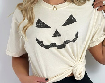 Scary Jack-o'lantern Halloween Creepy Pumpkin Face Shirt - Etsy