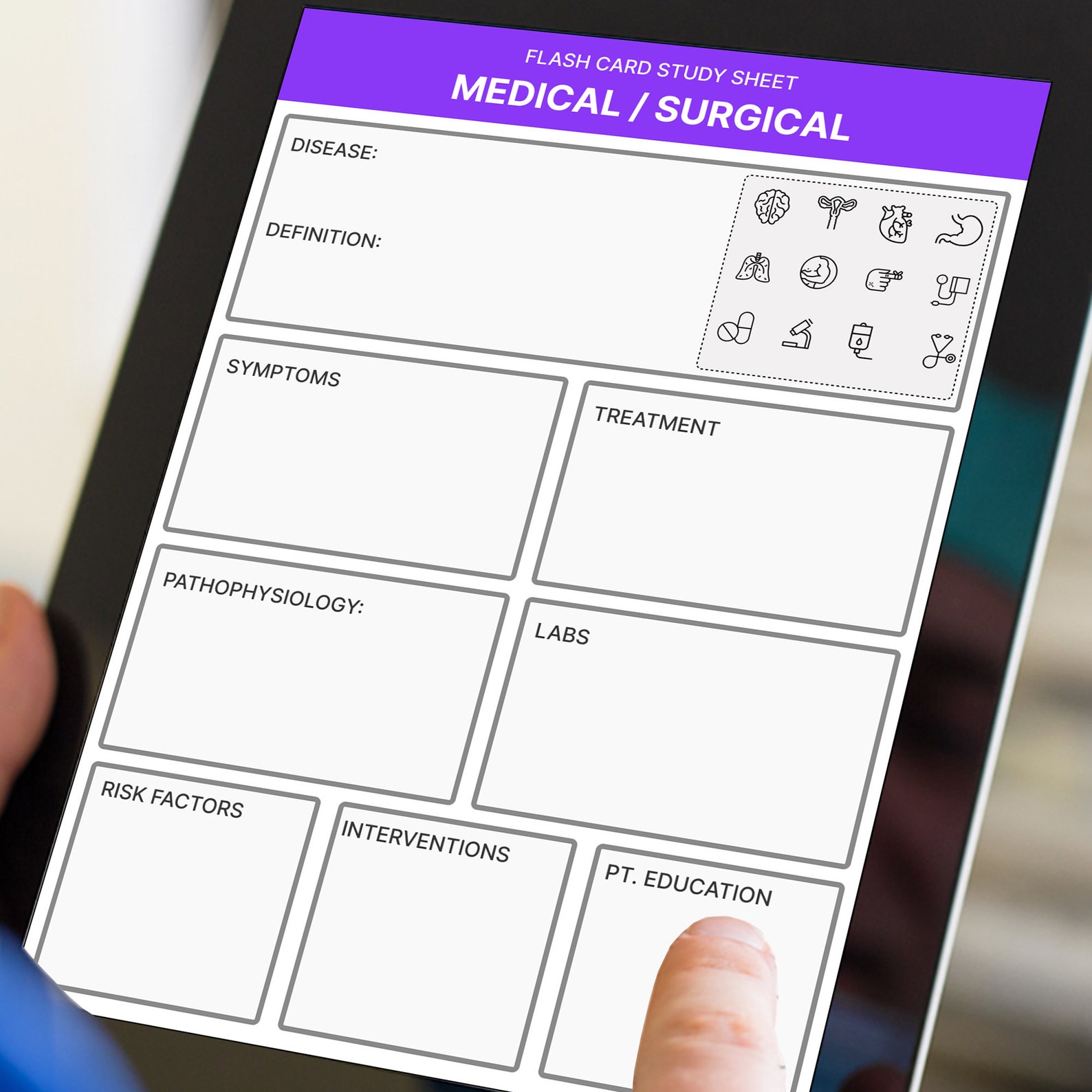 PRINTABLE Nursing School Medical Surgical Template/ Med Surg Study ...