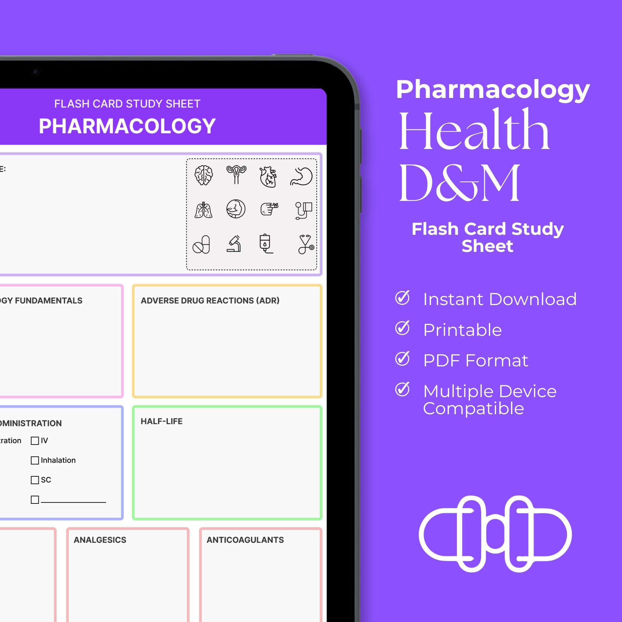PRINTABLE Nursing School Pharmacology Template/ Pharm Study Guide ...