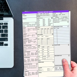 Nursing Report Sheet, Nurse Brain Sheet, RN Handoff Tool, Nurse Report ...