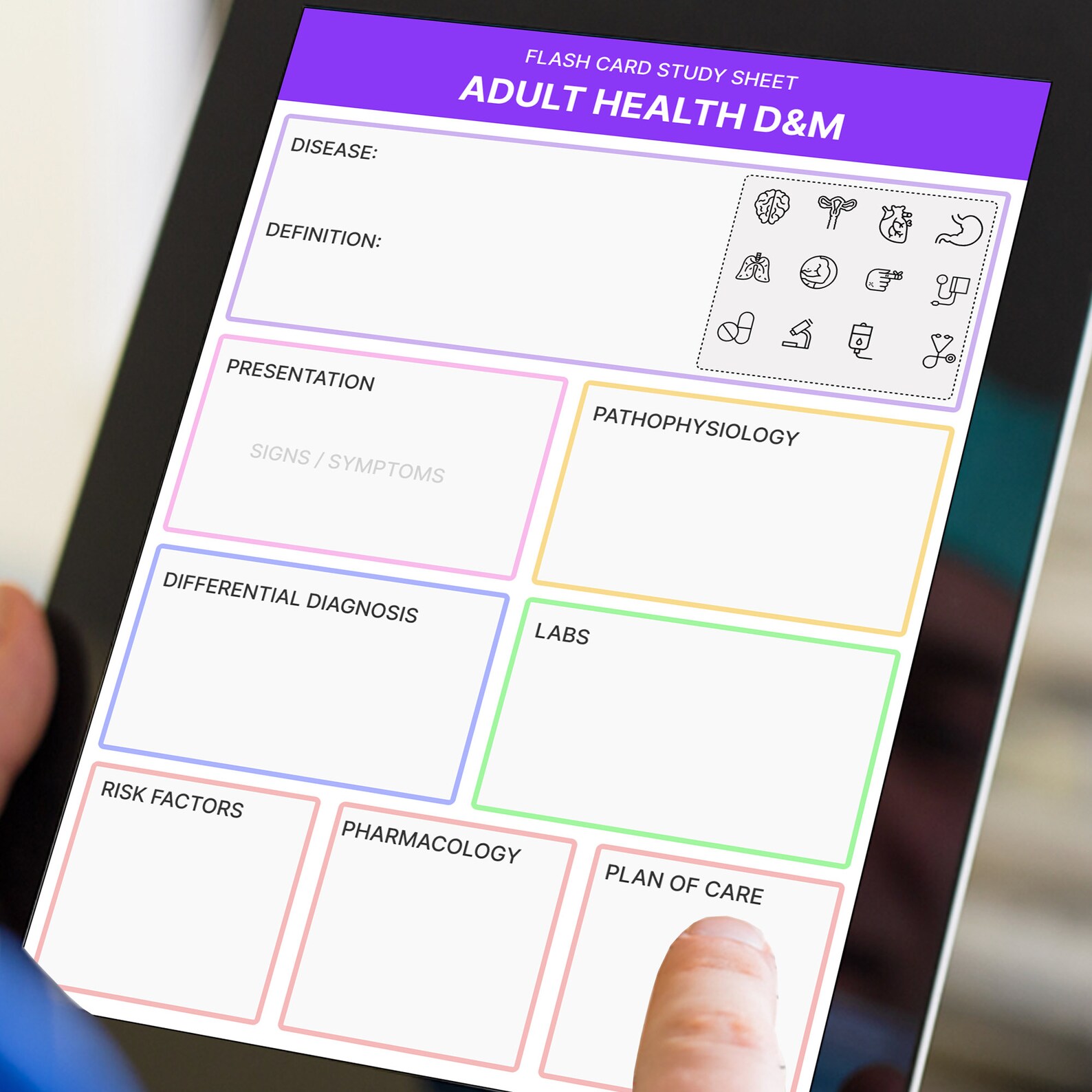 PRINTABLE Nursing School Advanced Adult Health Notes Template/ Adult ...