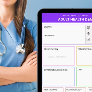 PRINTABLE Nursing School Advanced Adult Health Notes Template/ Adult ...