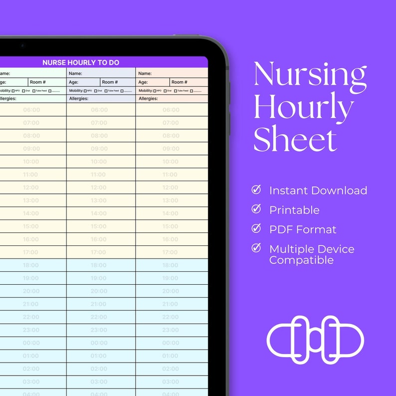 ICU Nurse Report Sheet With Hourly Rounding, Nurse Shift Report, ICU ...