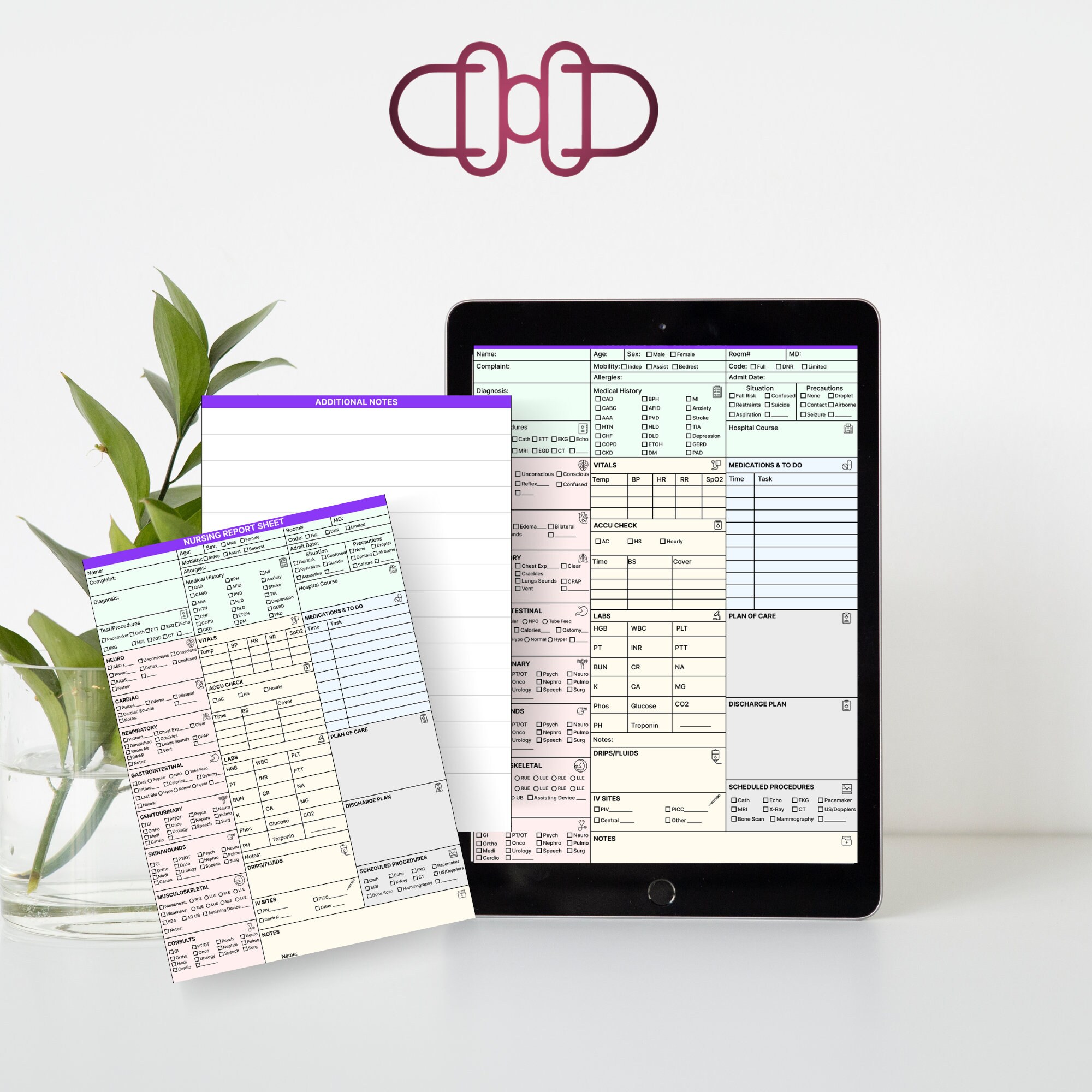 Nursing Report Sheet, Nurse Brain Sheet, RN Handoff Tool, Nurse Report ...