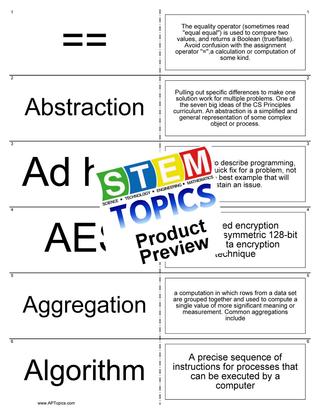 AP Computer Science Flashcards - Etsy