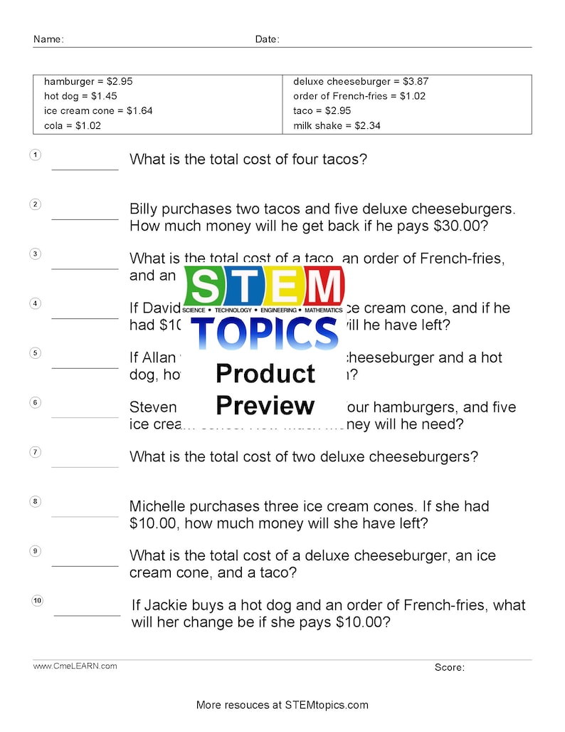 Grade 8 Math Worksheets - 736 Pages - Full Year - Etsy