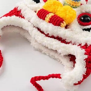 Chinese Traditional Dancing Lion-themed Handmade Knitted Hat, New Year ...