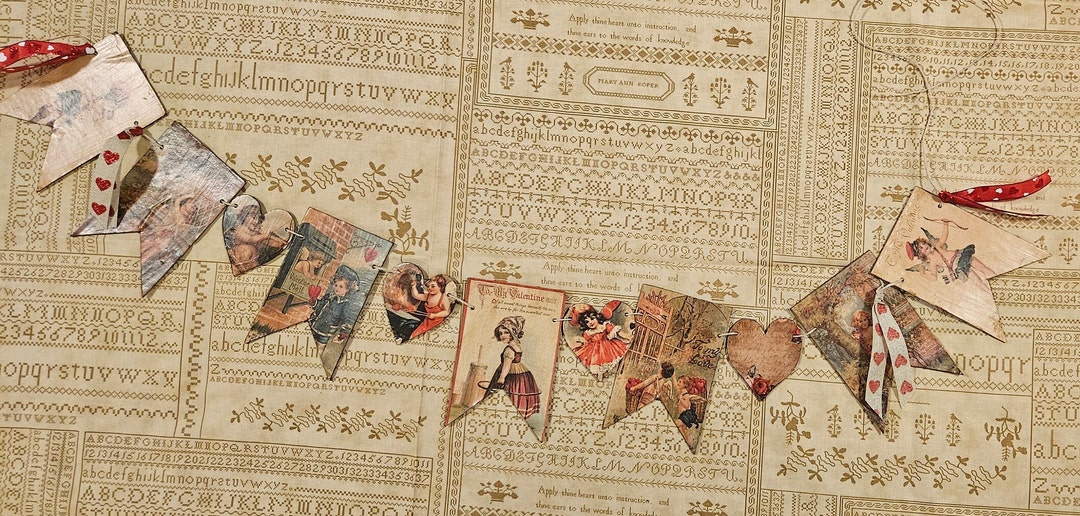Valentine Banners, Vintage Valentine Banners, Vintage Love Banner, - Etsy